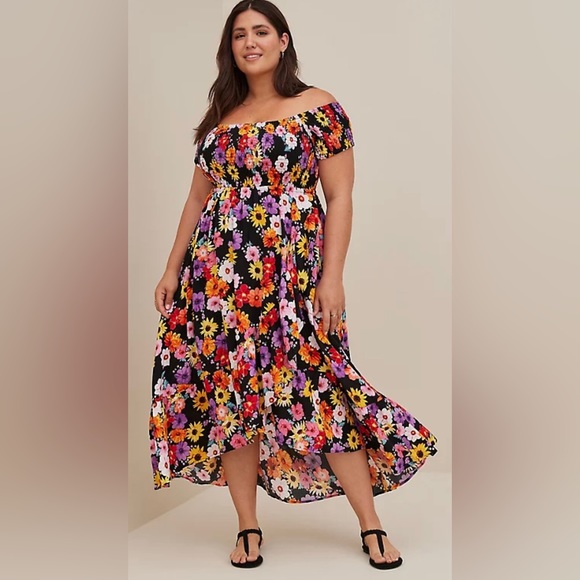 torrid | Dresses | Nwt Torrid Off Shoulder Tulip Maxi Dress Challis ...